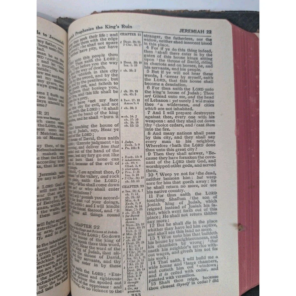Other | Vtg Holy Bible King James Kjv Genuine Leather Red Letter Maps ...